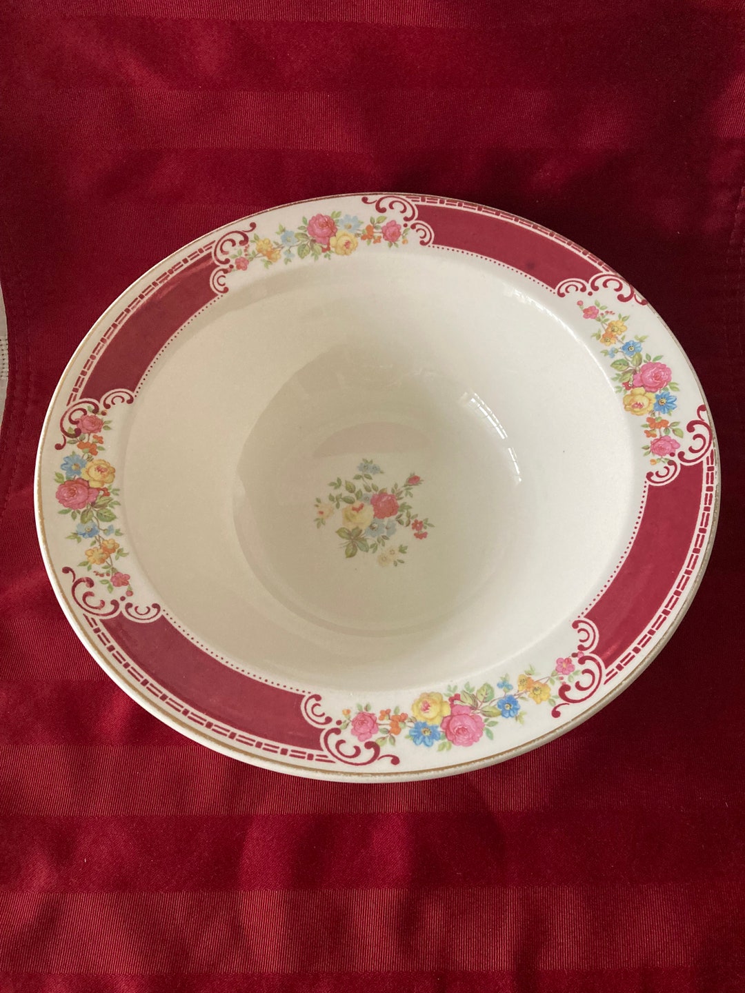 Vintage Homer Laughlin 1941 Ivory and Maroon With Flower Pattern ...