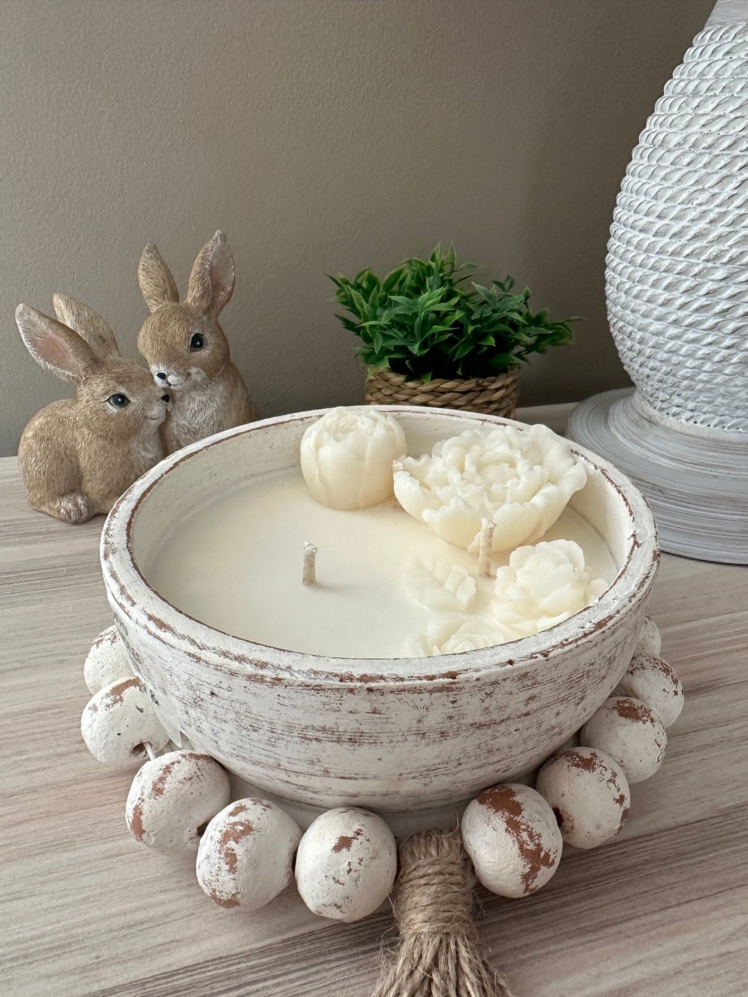 Large Flower Candle: 16 Oz Soy Wax Bowl Candle, Boho Decor - Etsy