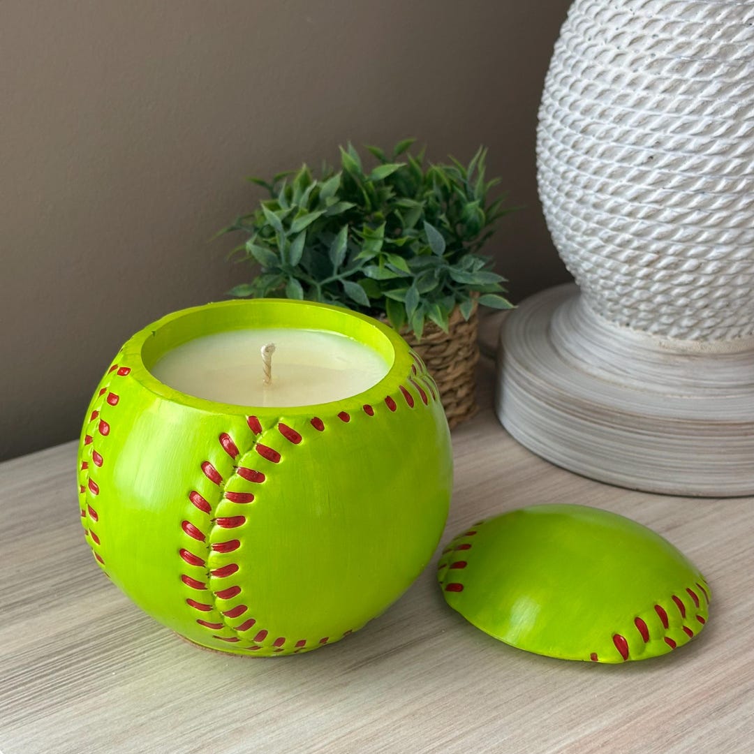 Baseball Candle: Hand-poured Soy Wax, Man Cave Decor, Softball Candle ...