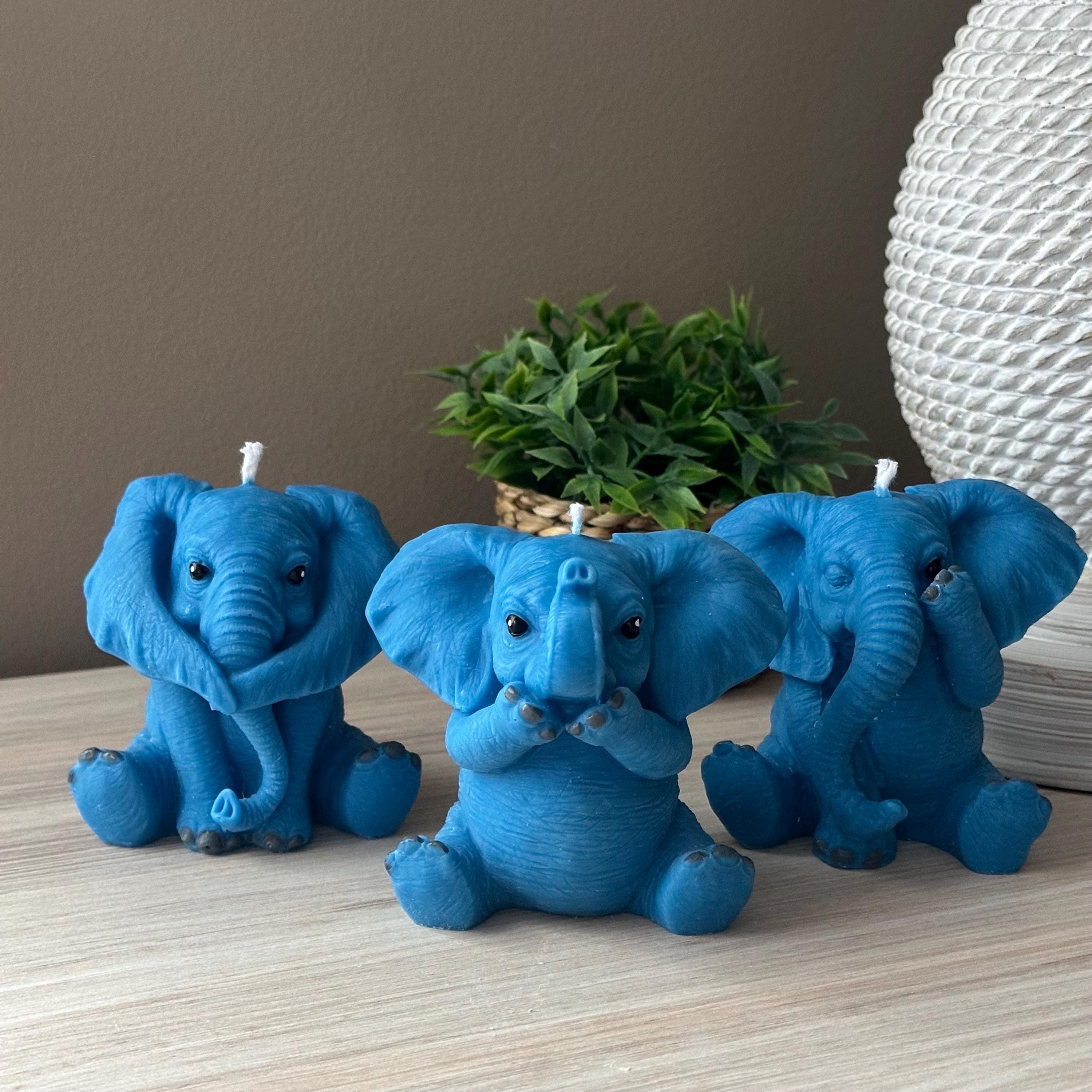 Elephant Candle Trio: Hear, See, Speak No Evil - Soy Wax Animal Candle ...