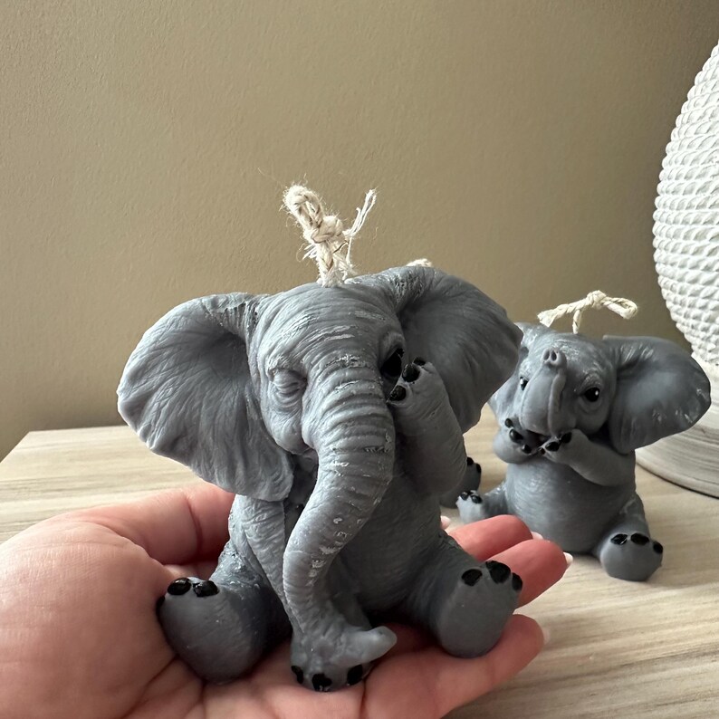 Elephant Candle Trio: Hear, See, Speak No Evil - Soy Wax Animal Candle ...