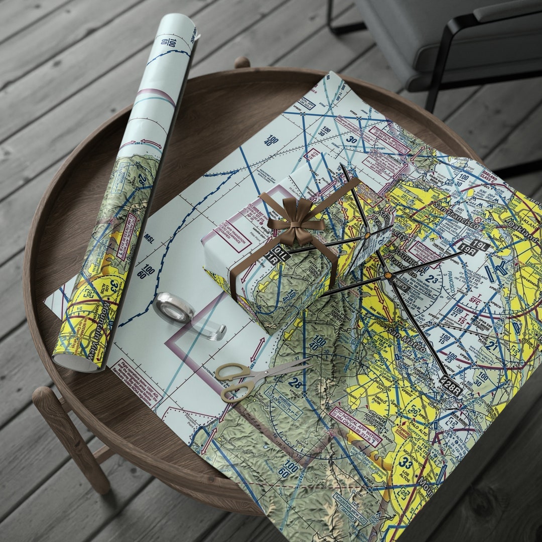 Personalized Aviation Sectional Chart Wrapping Paper| Holiday Aviation ...