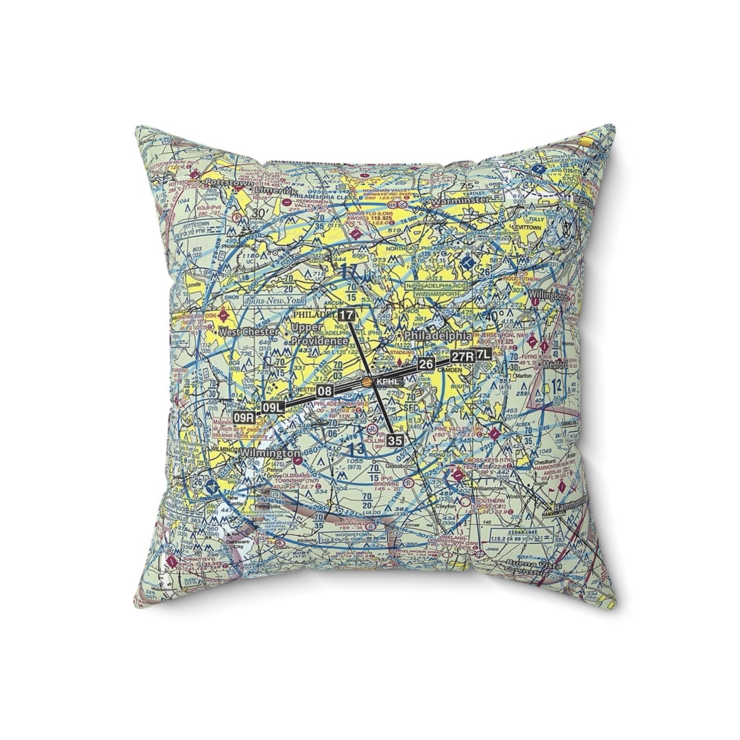 Personalized Aviation Section Chart Pillow - Spun Polyester Square ...