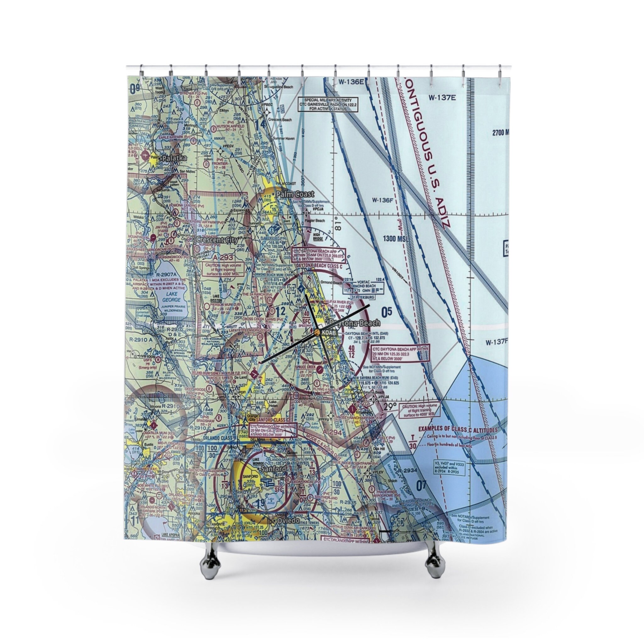 Aviation Sectional Chart Shower Curtain - Aviation Decor Bathroom ...