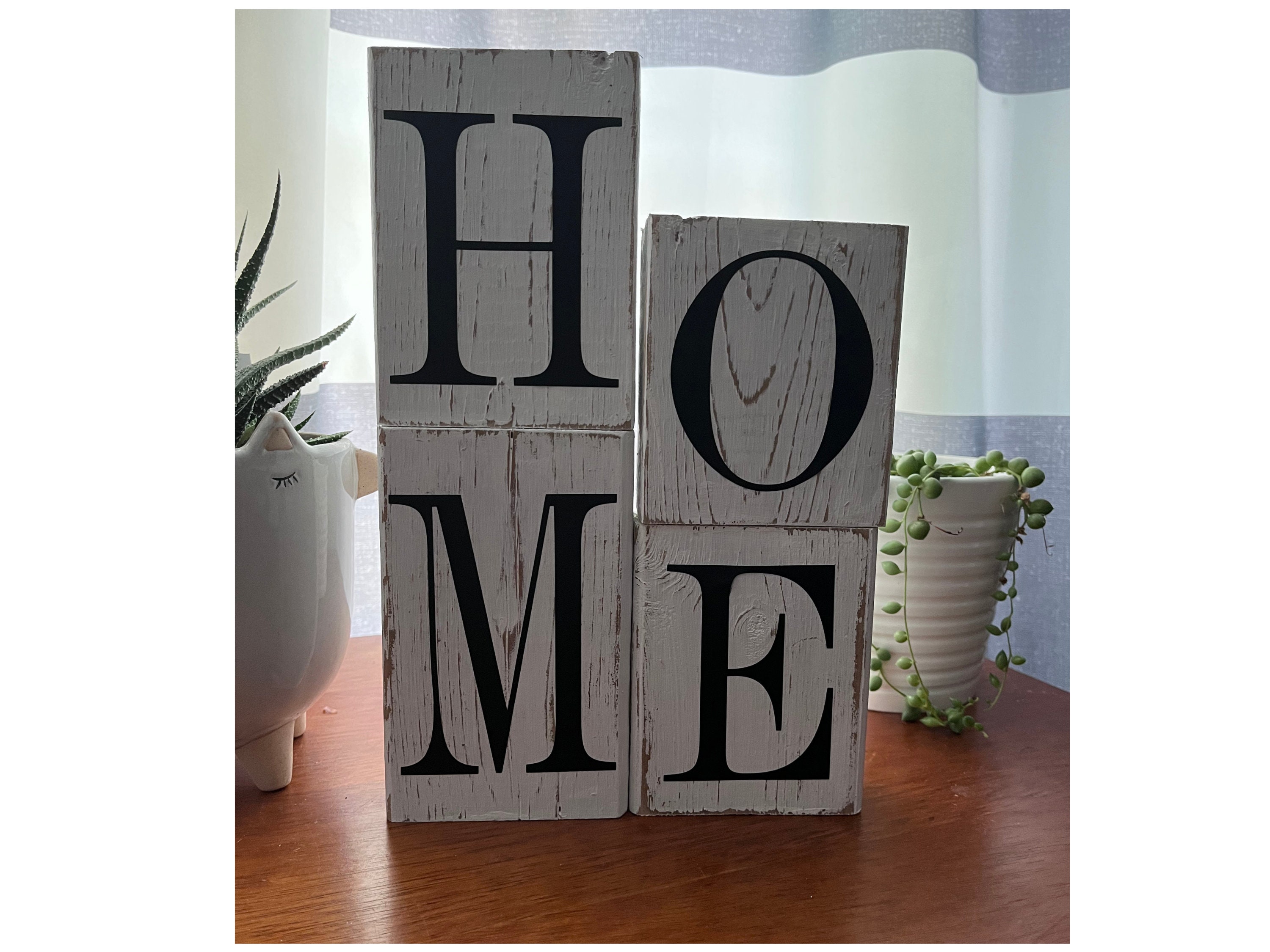 Handmade Wooden Block Sign Set - HOME | Farmhouse Decor | Distressed ...