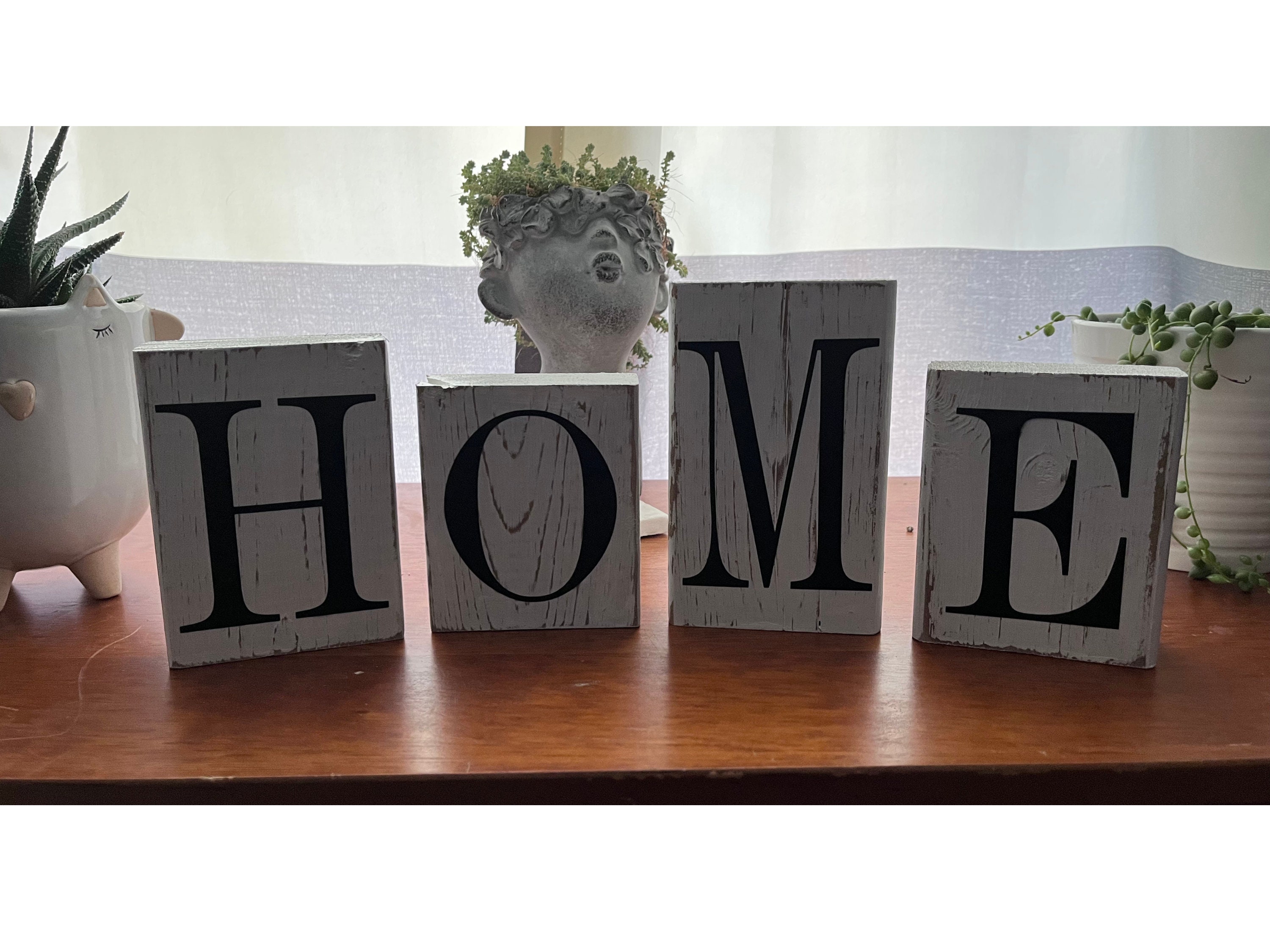 Handmade Wooden Block Sign Set - HOME | Farmhouse Decor | Distressed ...