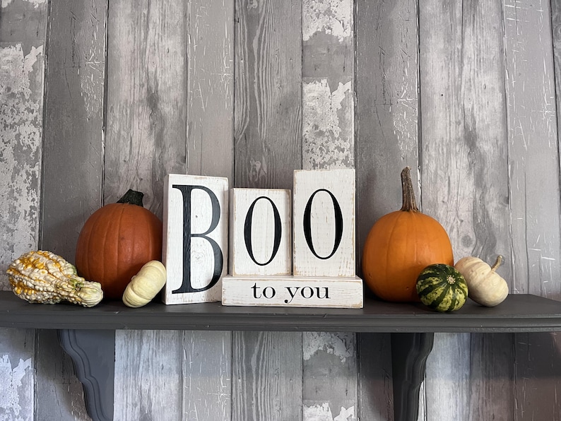Boo to You Wooden Blocks - Distressed Halloween Décor – Handcrafted ...