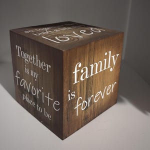 Personalized Family Saying Cube | Handcrafted Distressed Sign | Block ...