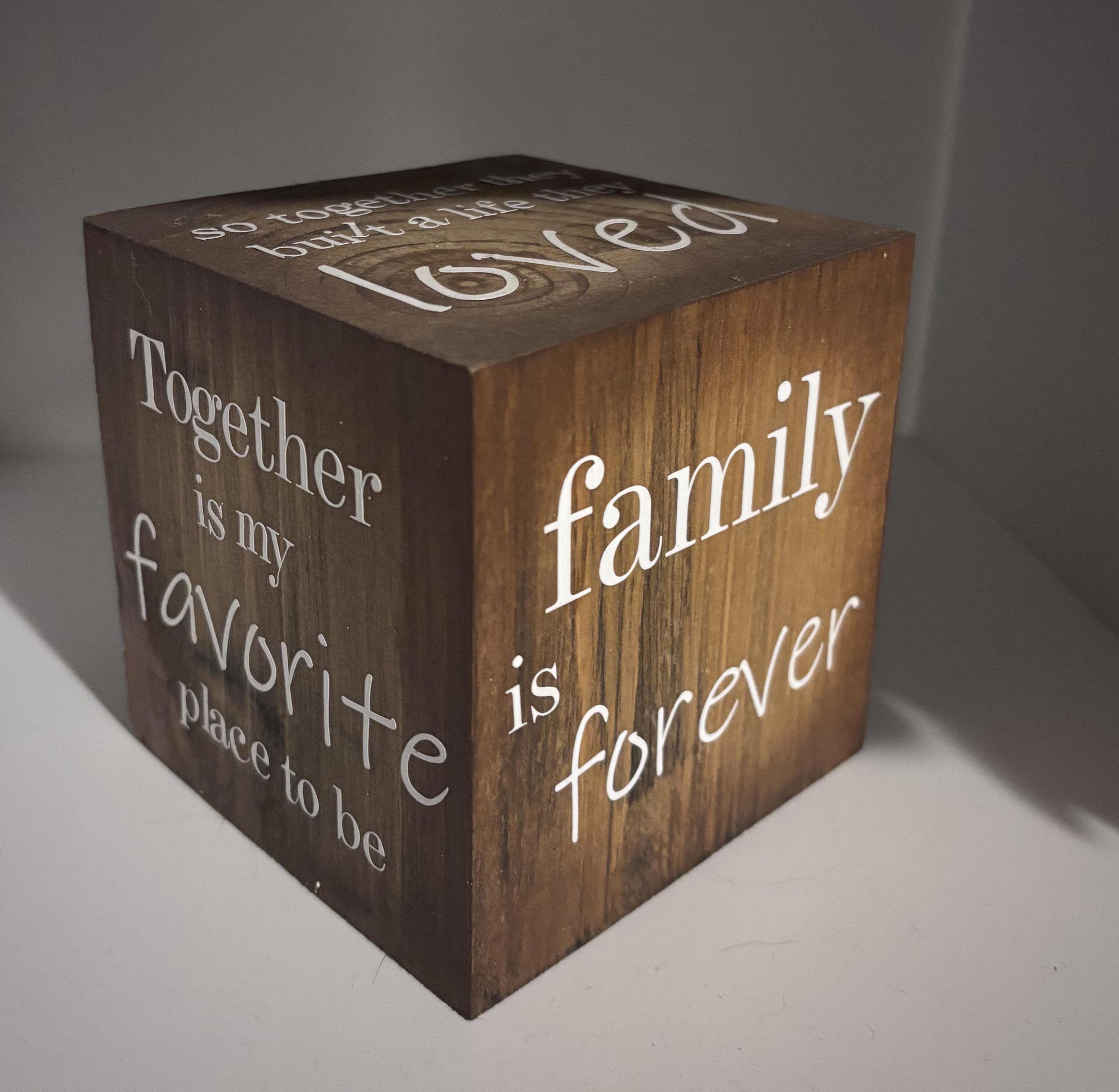 Personalized Family Saying Cube | Handcrafted Distressed Sign | Block ...