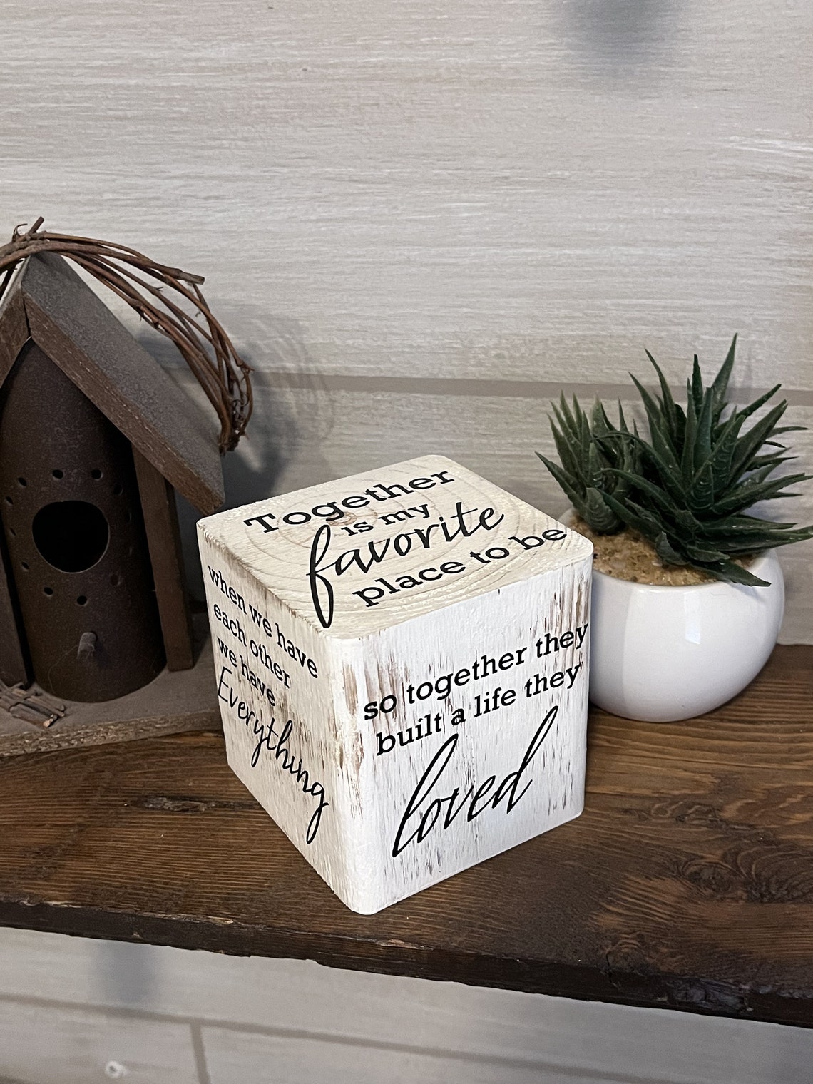 Personalized Family Saying Cube | Handcrafted Distressed Sign | Block ...