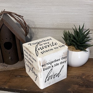 Personalized Family Saying Cube | Handcrafted Distressed Sign | Block ...