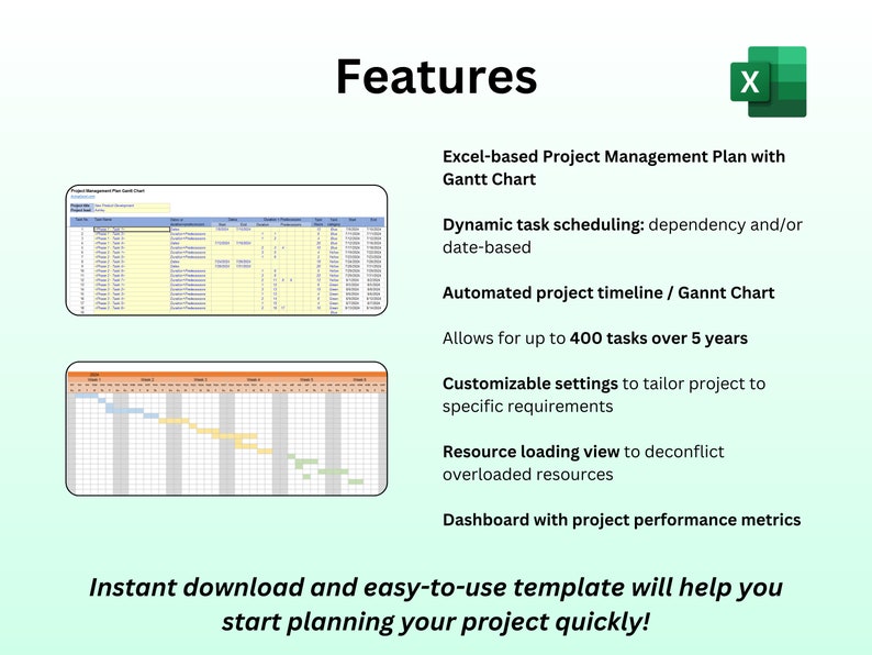 Project Management Project Planner Gantt Chart Excel Spreadsheet ...