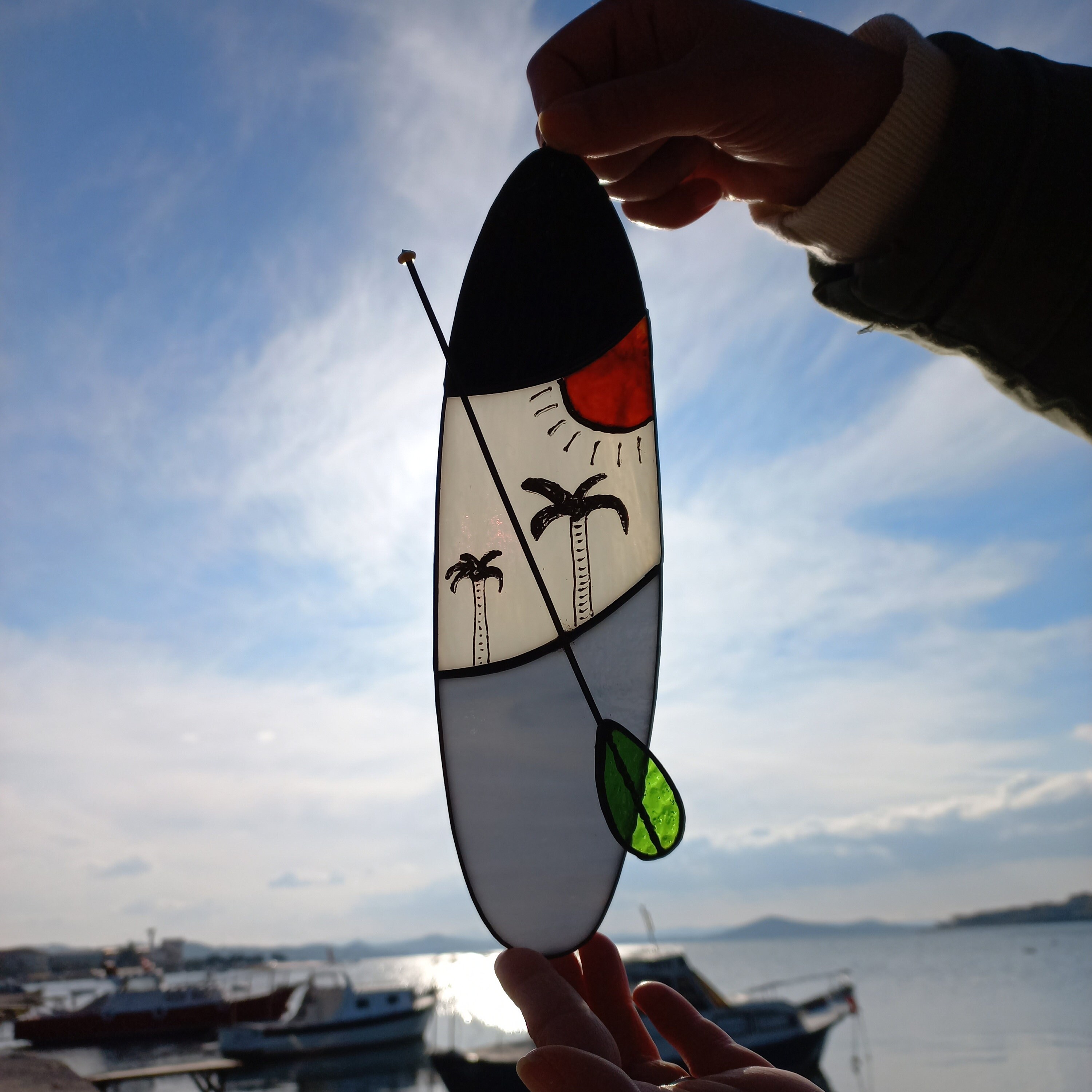 Palm Beach Paddle Board Stained Glass Suncatcher: Coastal Decor - Etsy