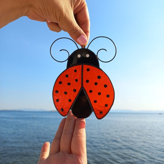 Ladybug Stained Glass Suncatcher Window Hanging Glass Ladybug - Etsy