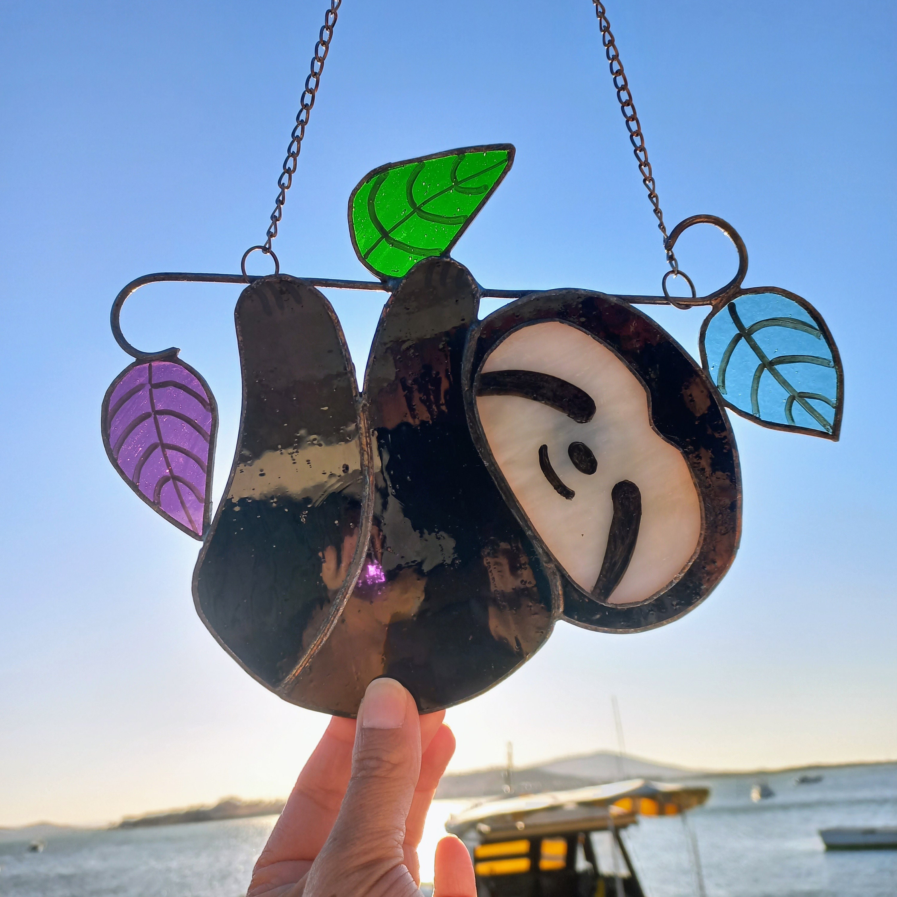Black Sloth Window Hanging, Sloth Glass Suncatcher, Sloth Decor Gifts ...
