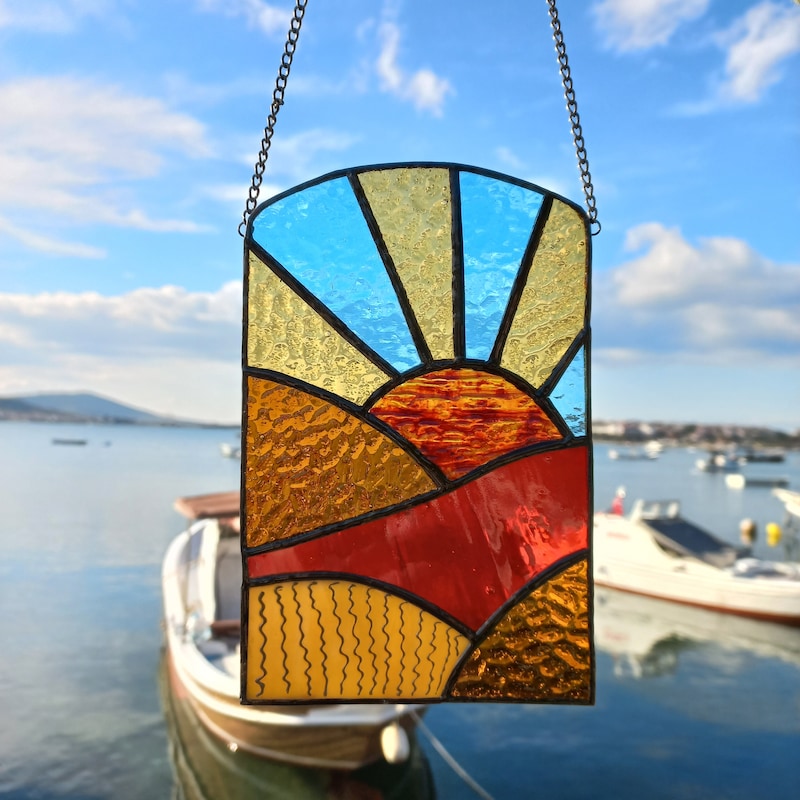 Stain Glass Panel Sunset - Etsy