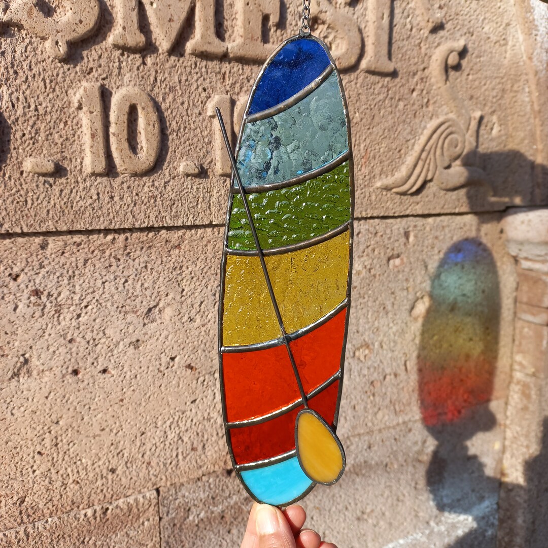 Rainbow Paddle Board Stained Glass Suncatcher: Pride Decor - Etsy