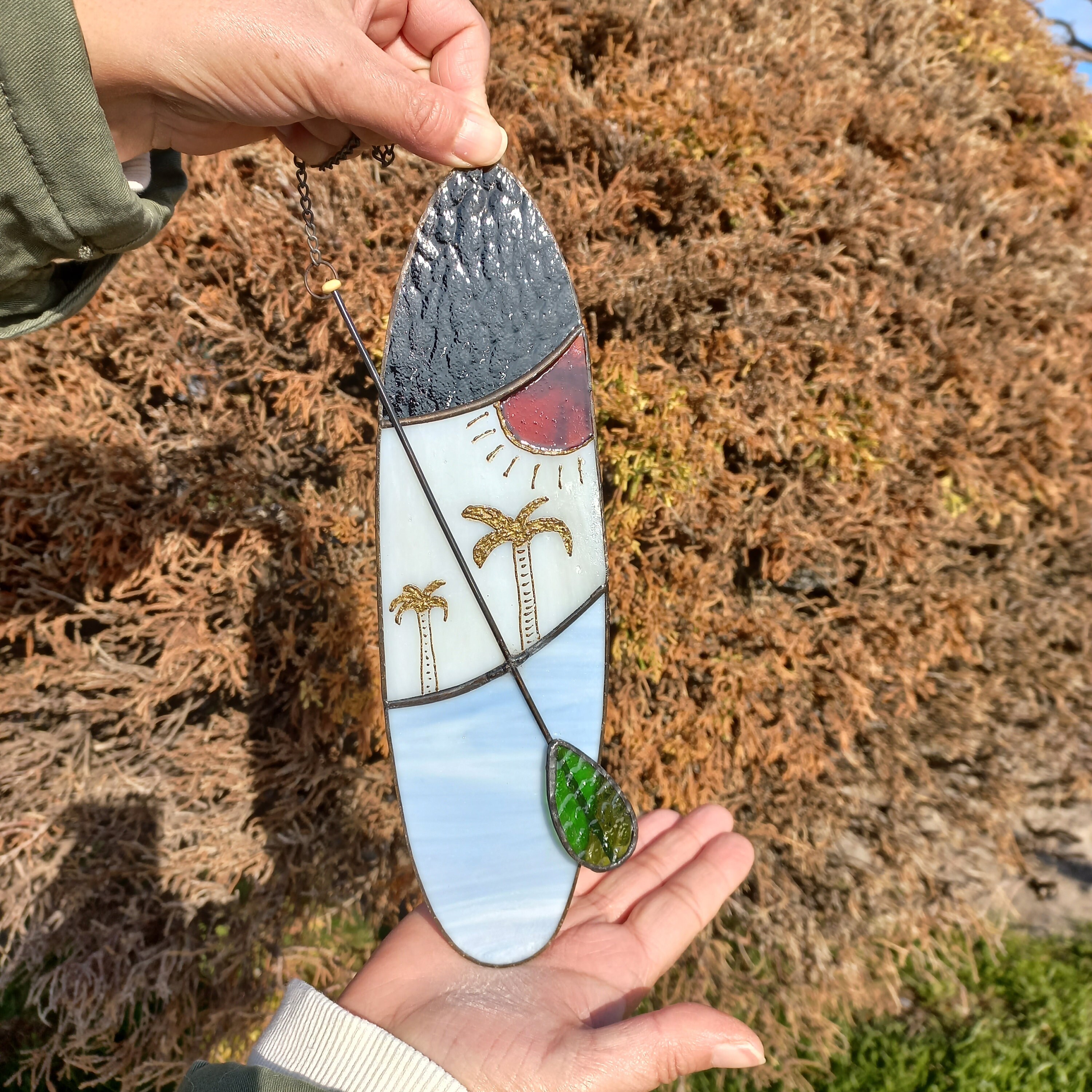 Palm Beach Paddle Board Stained Glass Suncatcher: Coastal Decor - Etsy