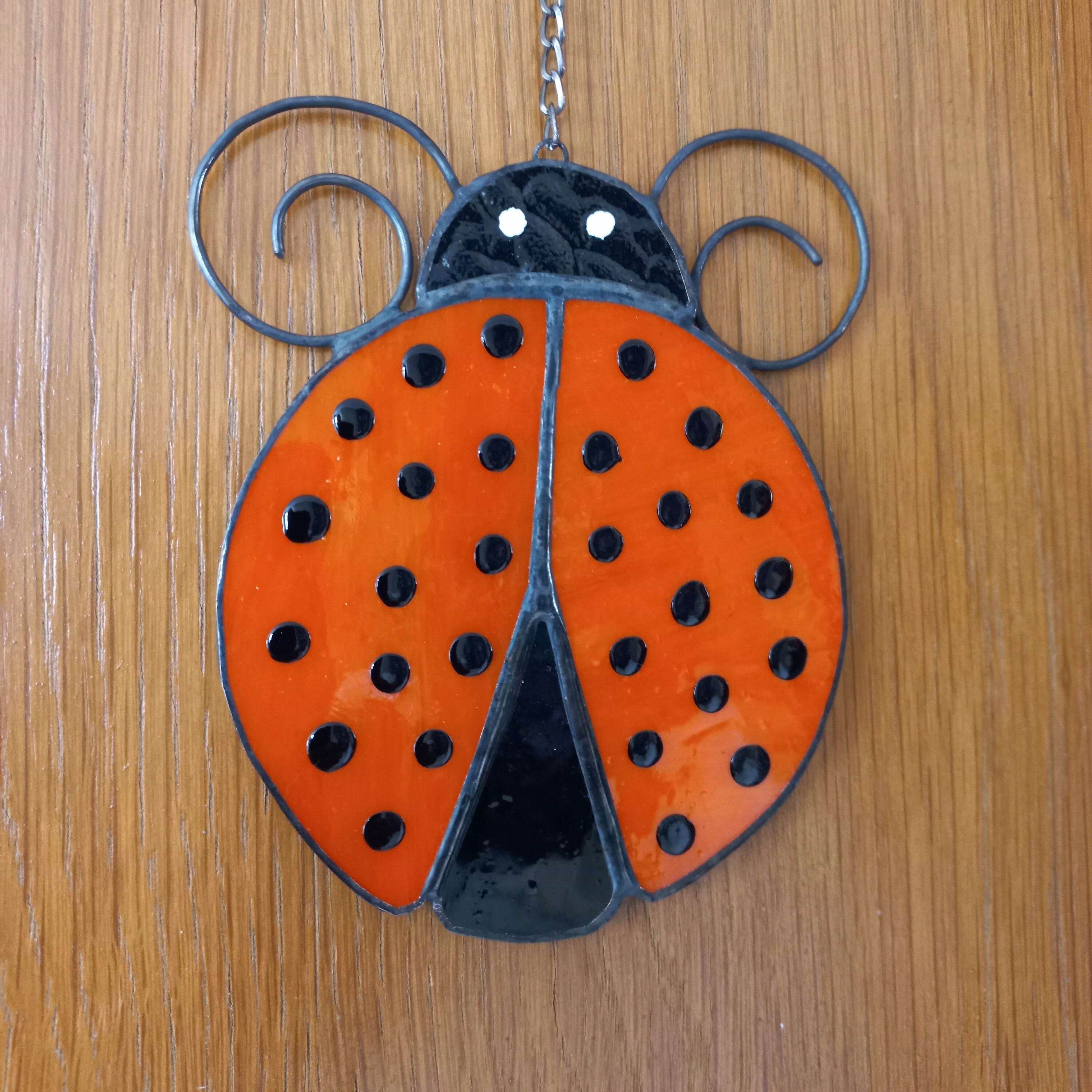 Ladybug Stained Glass Suncatcher Window Hanging, Glass Ladybug Ornament ...