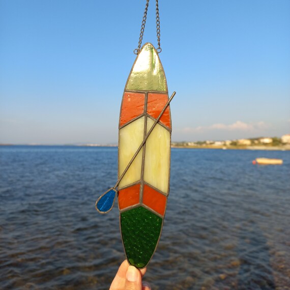 Orange Paddle Board Stained Glass Window Hanging Paddle Board - Etsy