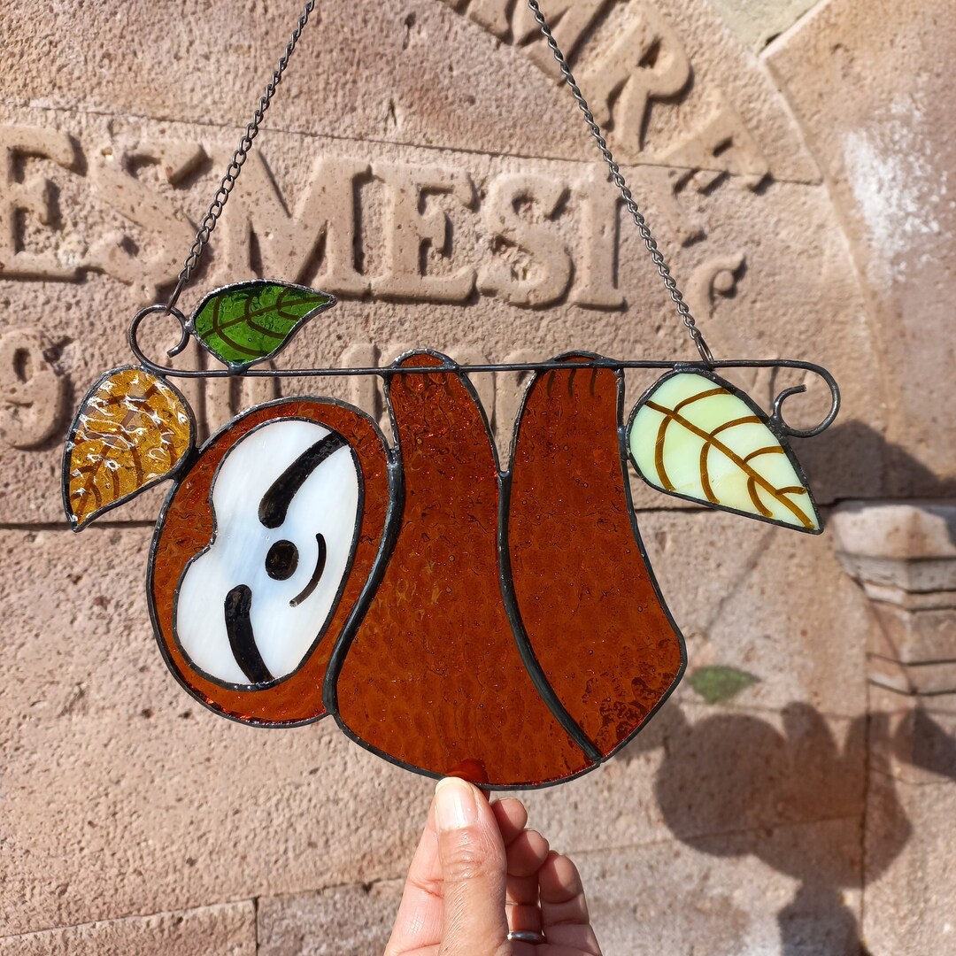 Brown Sloth Window Hanging, Sloth Glass Suncatcher, Sloth Decor Gifts ...