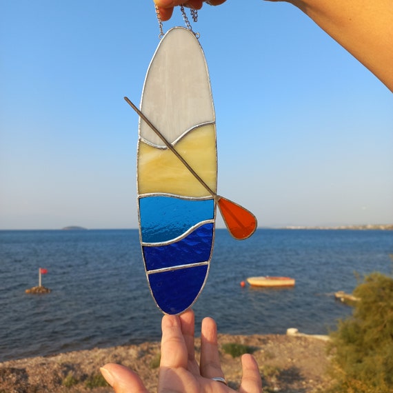 Nature View Paddle Board Stained Glass Window Hanging Paddle - Etsy