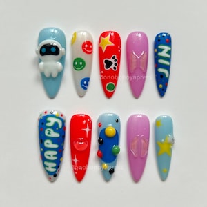 Happy - NFC Tag Kpop Nails, Happy Inspired Press Ons, Seokjin Inspired Press Ons, Kim Seokjin ...