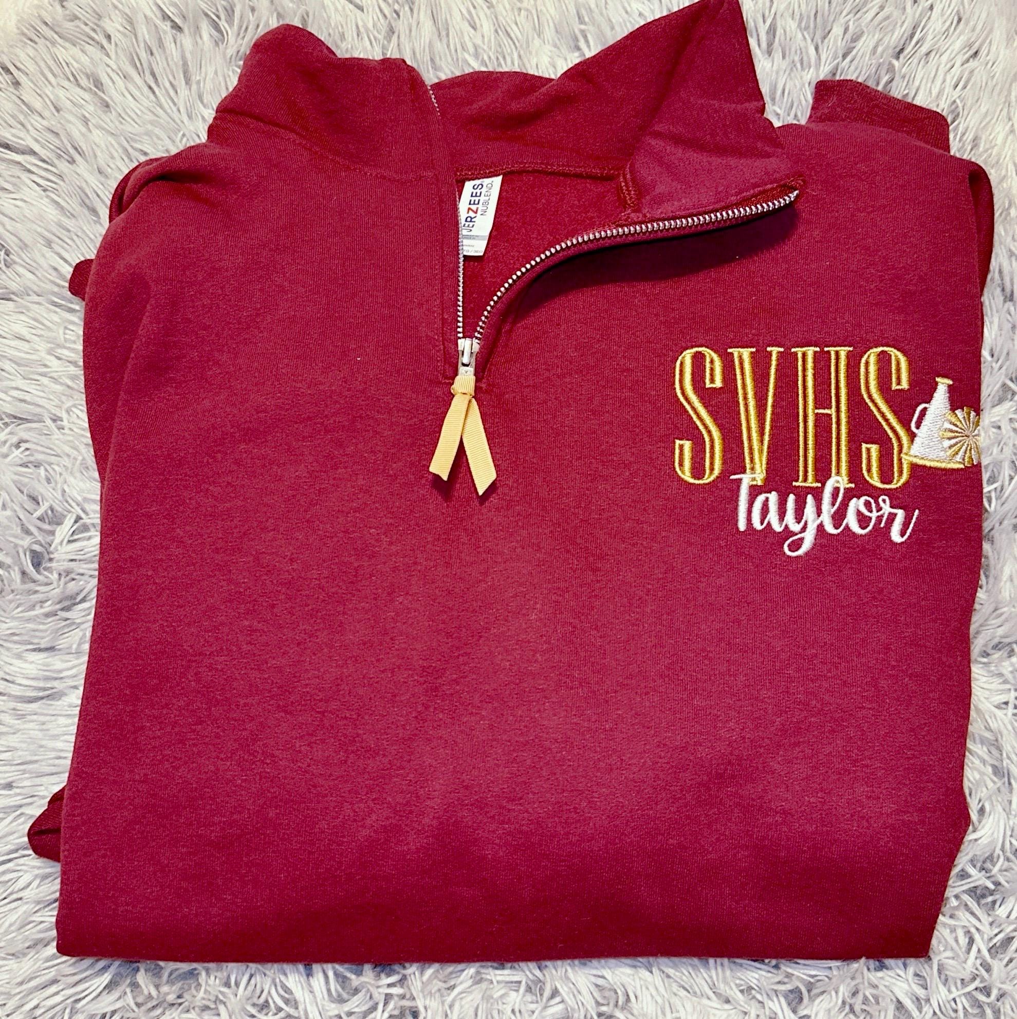 Embroidered Cheer Quarter Zip Sweatshirt, Personalized Name, Team ...