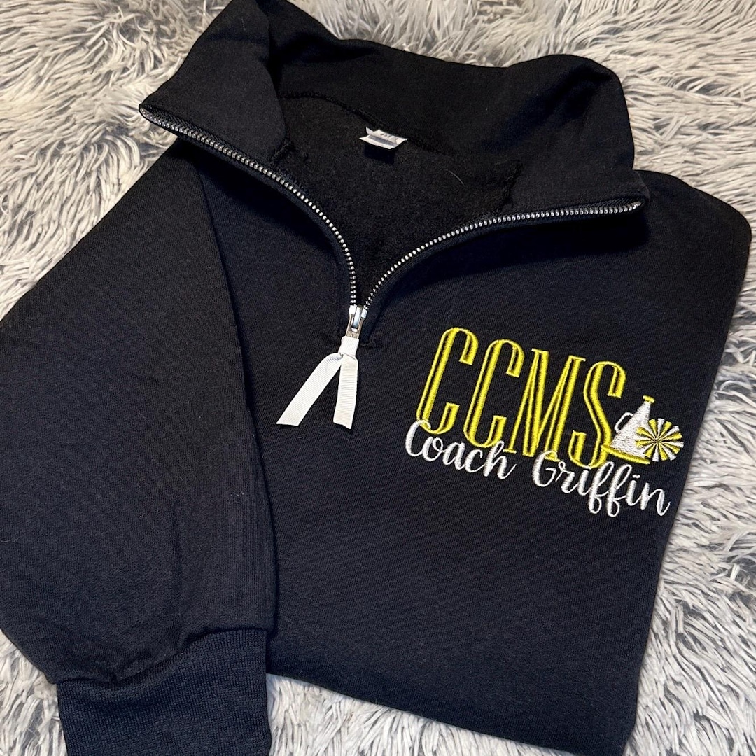 Embroidered Cheer Quarter Zip Sweatshirt, Personalized Name, Team ...