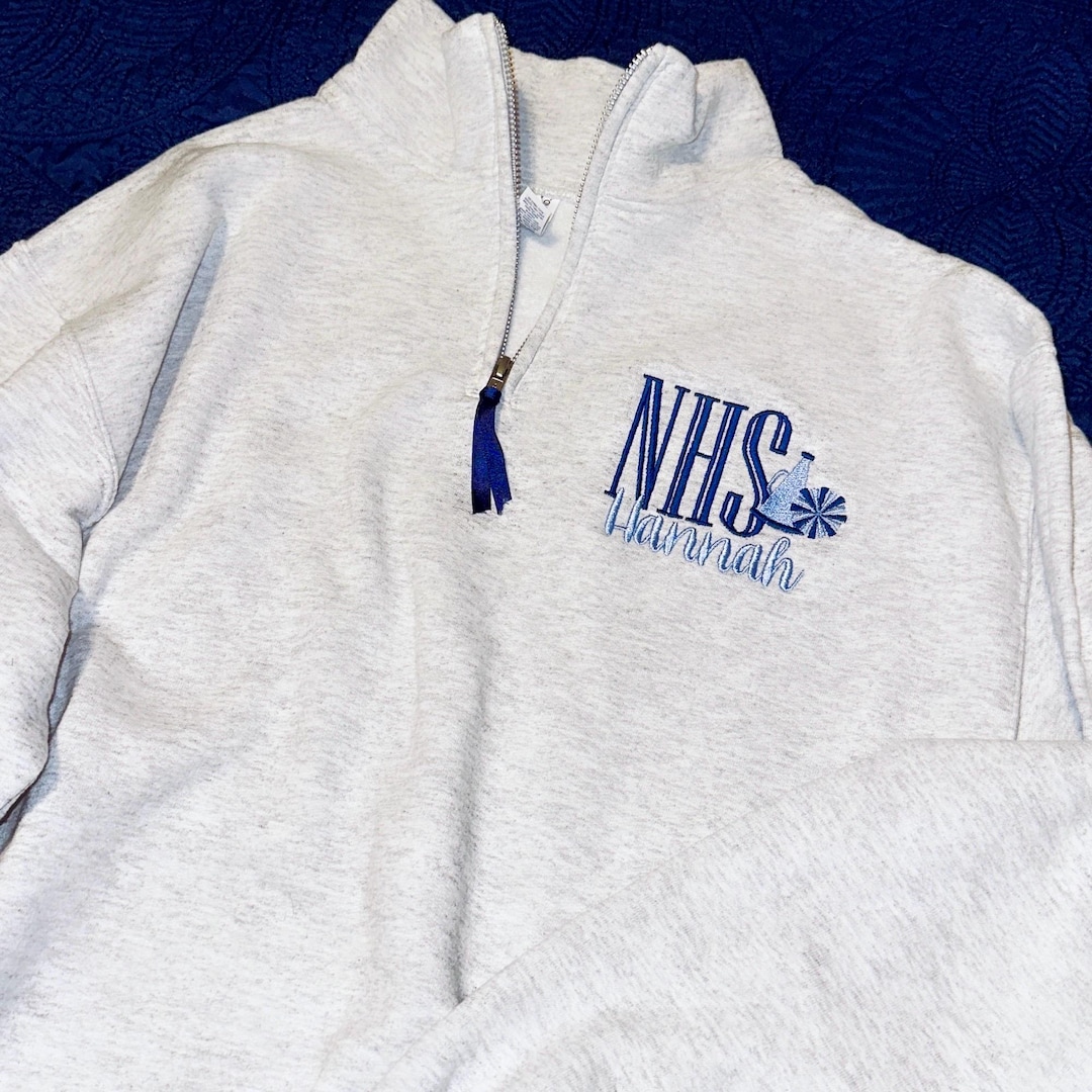 Embroidered Cheer 1/4 Quarter Zip Pullover Sweatshirt, Personalized ...