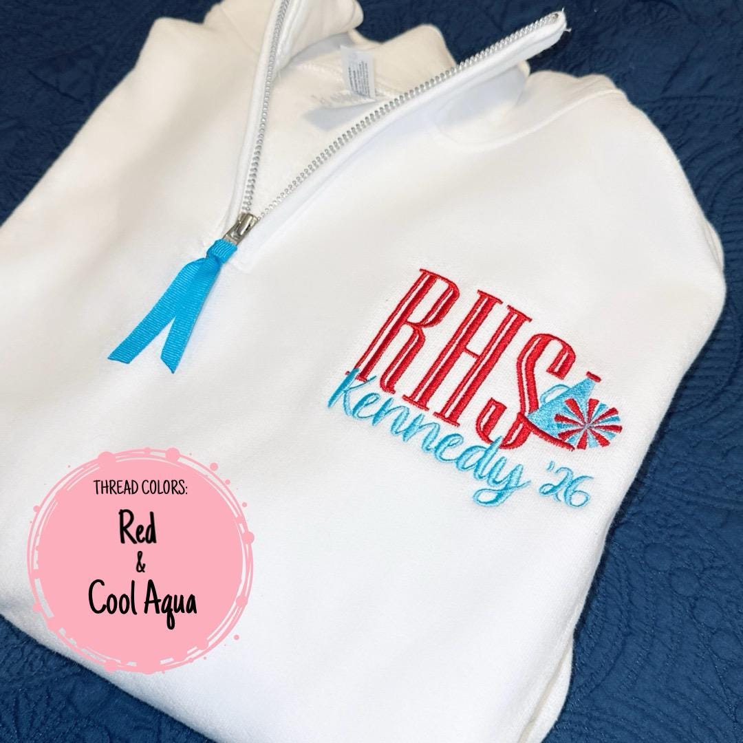 Embroidered Cheer 1/4 Quarter Zip Sweatshirt, Cheerleader, Cheer Coach ...