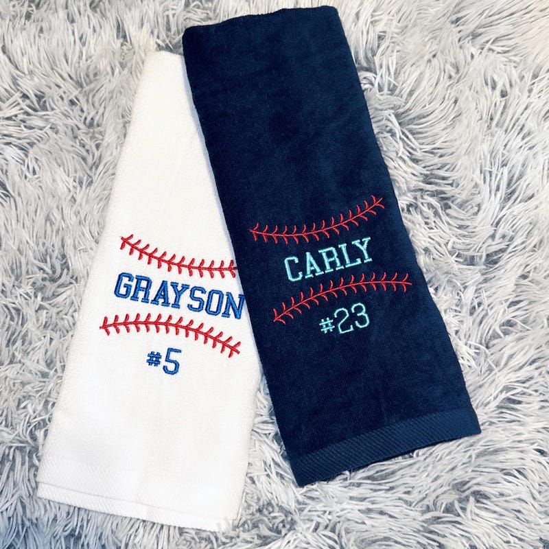 Embroidered Baseball Sport Towel, Personalized Name Team for Him Her ...