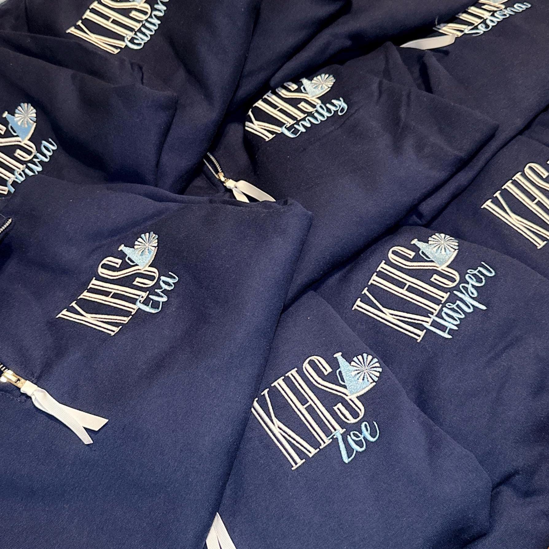 Embroidered Cheer Quarter Zip Sweatshirt, Personalized Name, Team ...