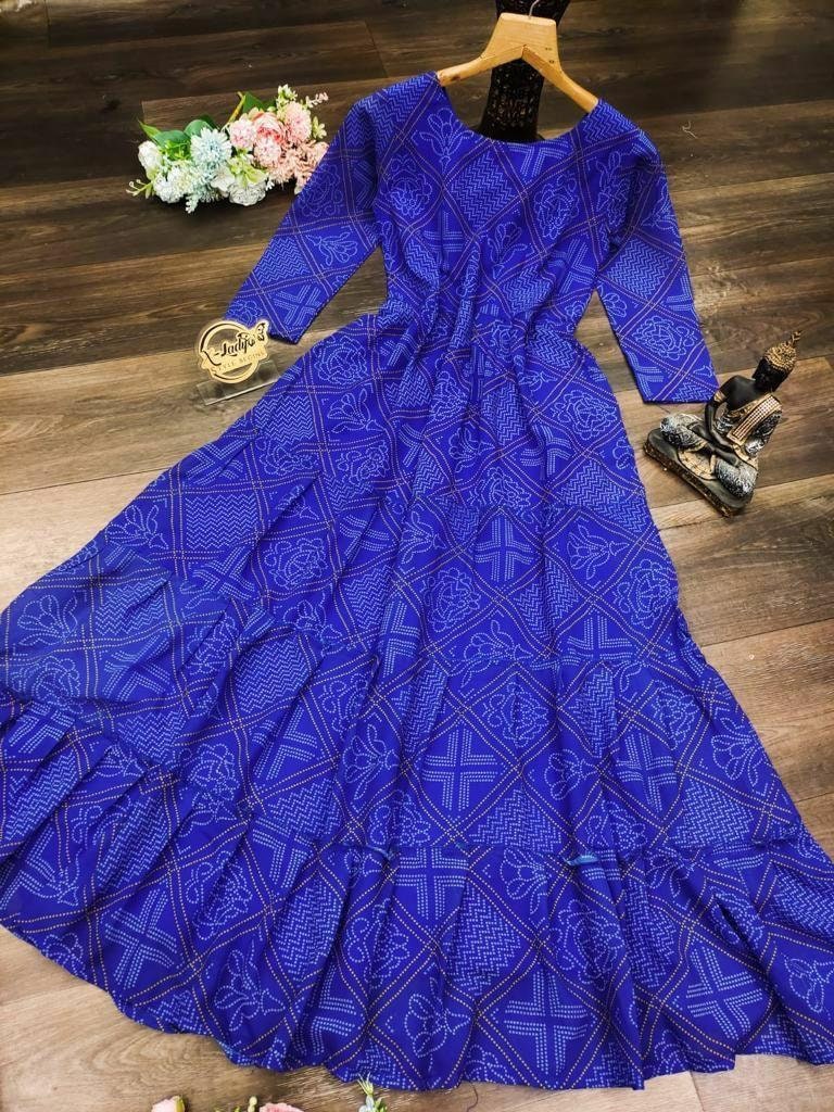 Bandhani Printed Beautiful Gown Uiquely Designed Gown - Etsy