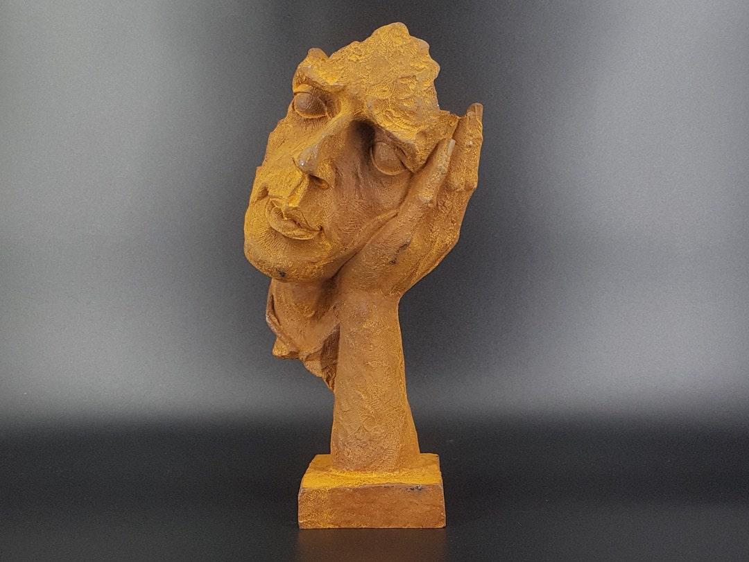 Male Head Bust, Cast Iron Statue, Statue Face, Hand Statues, Creative ...