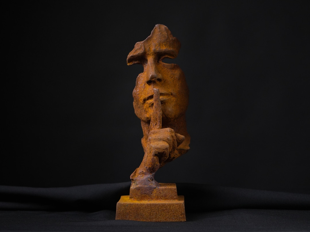 Cast Iron Statue - the Whispering Man Garden Sculpture, Modern Rustic ...