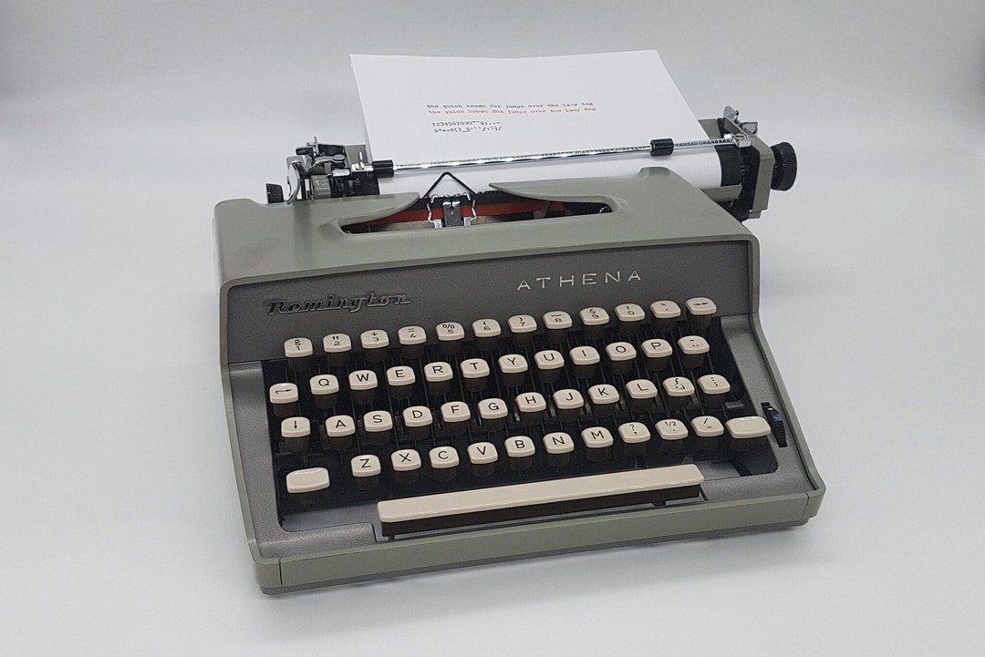 Vintage Grey Typewriter, Remington Athena Typewriter, Working ...