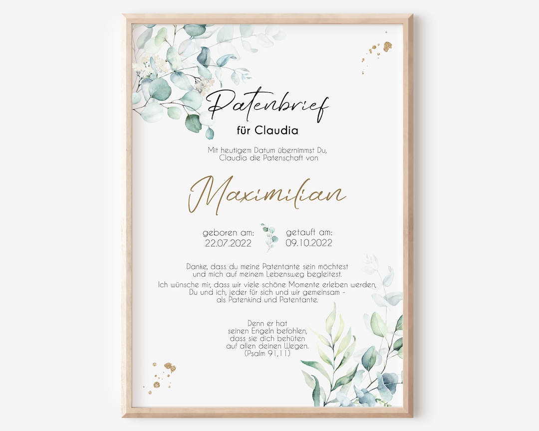 Godparent Letter for Godmother Godfather Christening Gift - Etsy