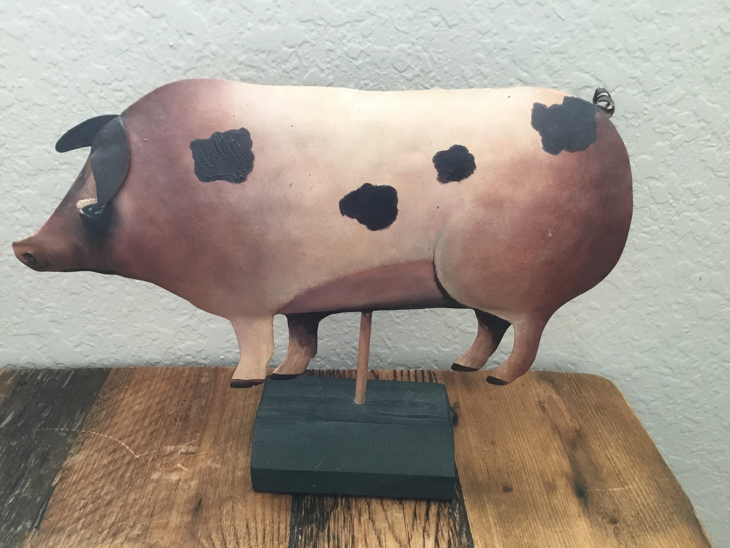 Vintage Folk Art Copper Pig Sculpture Weathervane Hand Crafted and ...