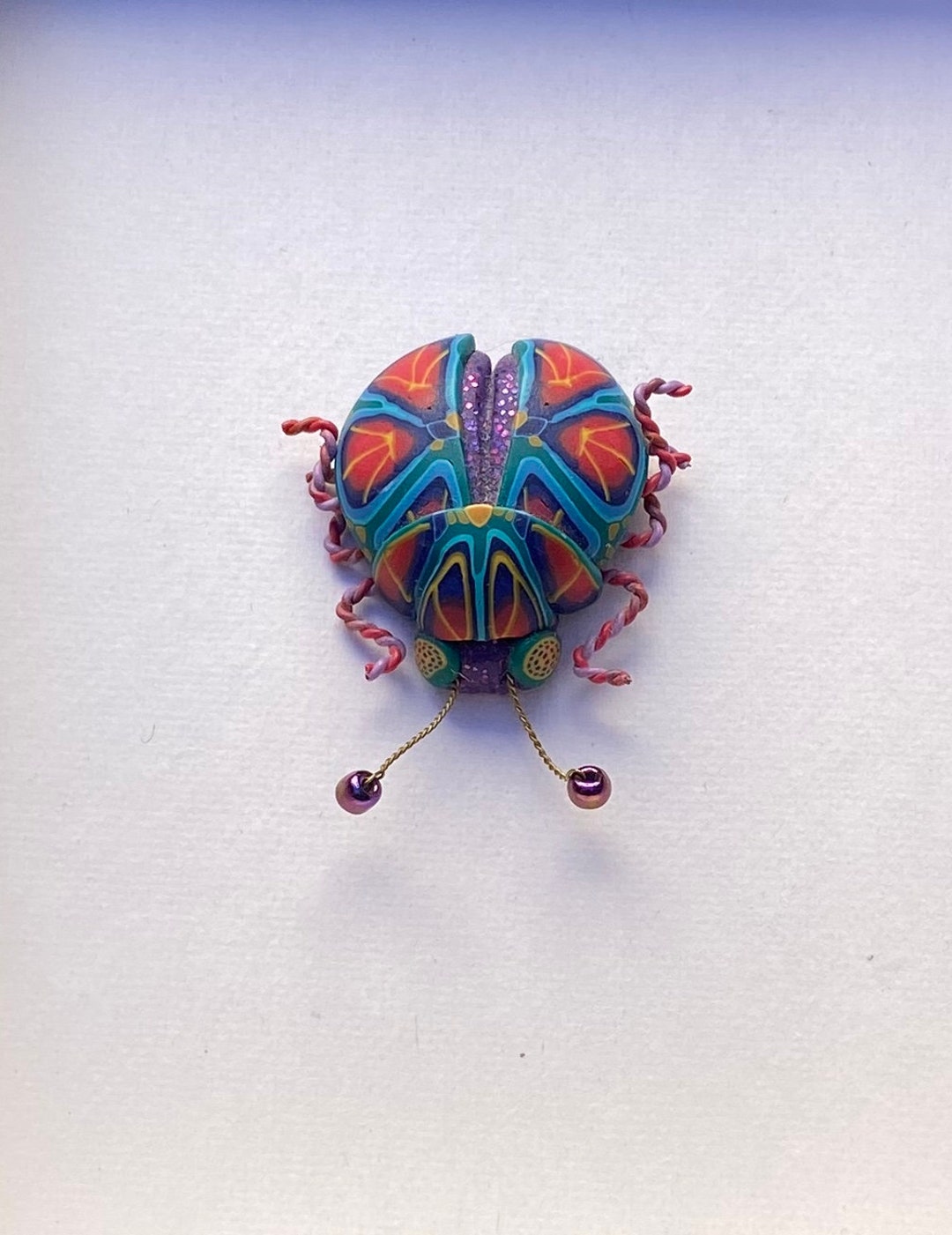 Rare Vintage Handmade Joyce Fritz Studio Yipes Colorful Beetle Polymer ...