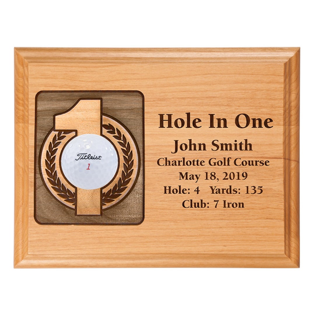 Golf Hole-in-one Laser Etched Plaque | Natural Wood | Customization ...