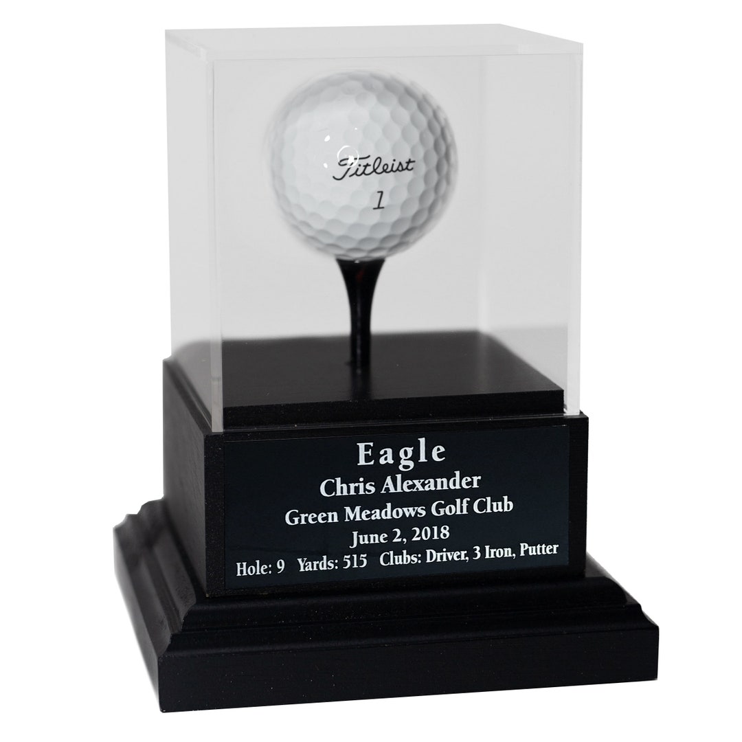 Acrylic Golf Eagle, Double Eagle or Albatross Display With Black Wood Base | Includes Engraved ...