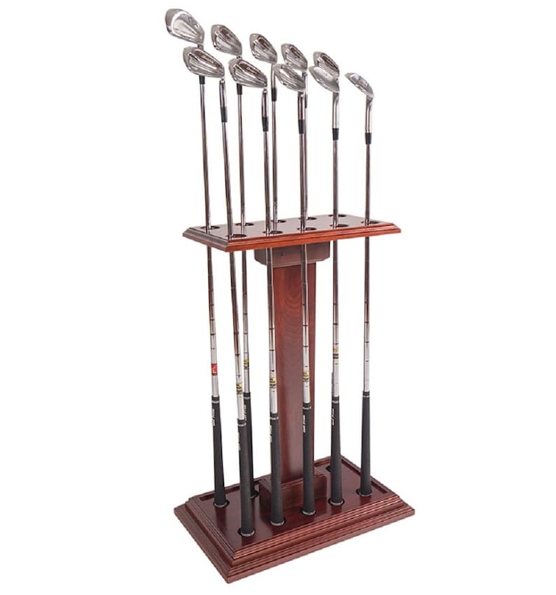 Premium Wooden Golf Club Display Rack~10 Club Capacity~solid Wood With ...