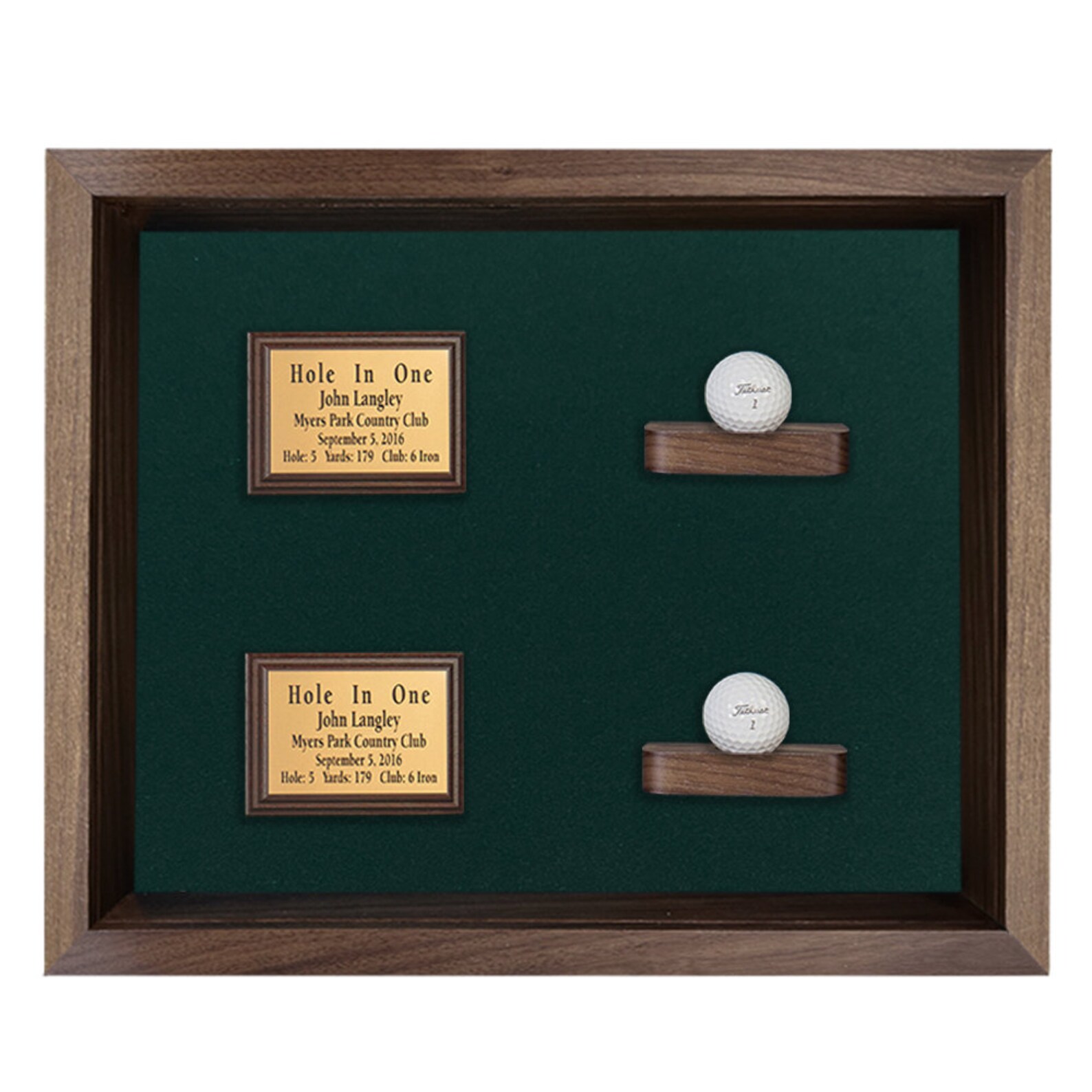 Two Holes-in-one Ball Shadow Box Display Four Color Options Includes ...