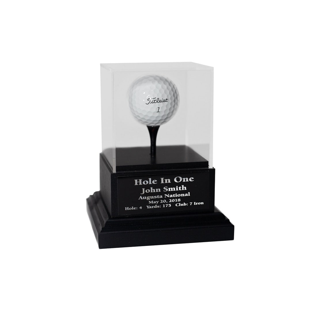 Acrylic Hole in One Golf Ball Display With Black Wood Base | Includes ...