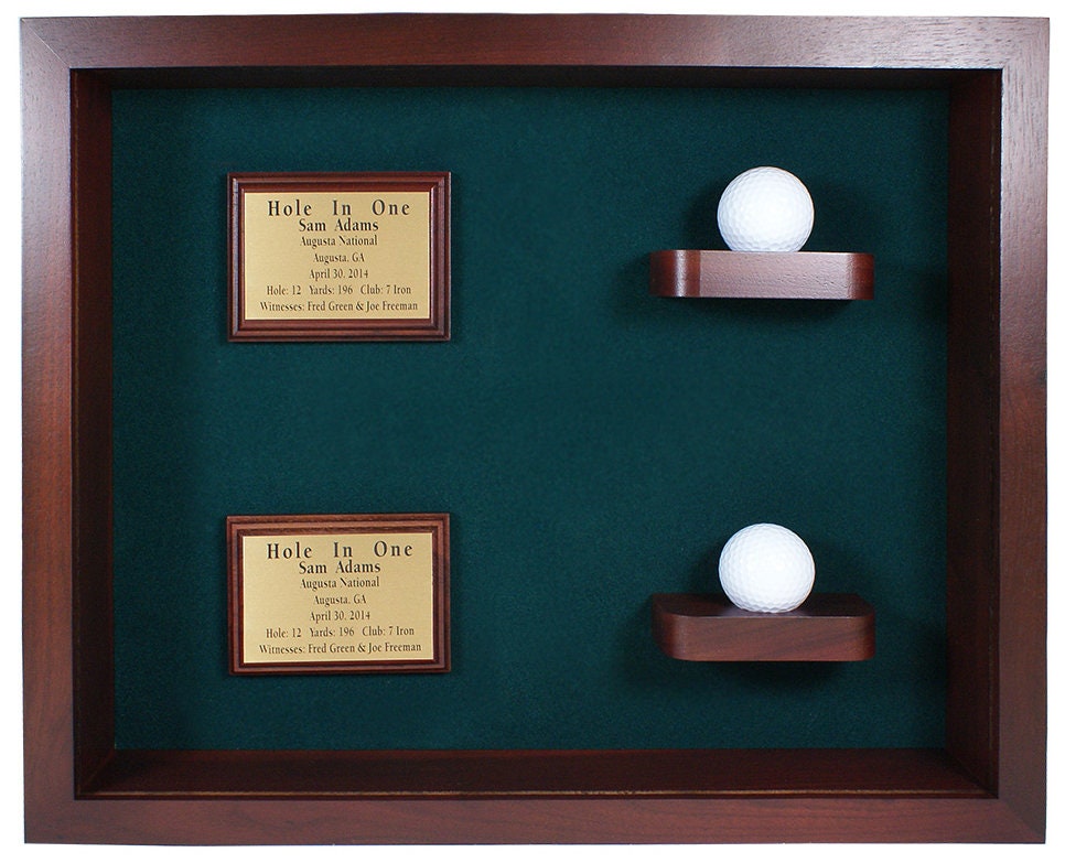 Two Holes-in-one Ball Shadow Box Display Four Color Options Includes ...