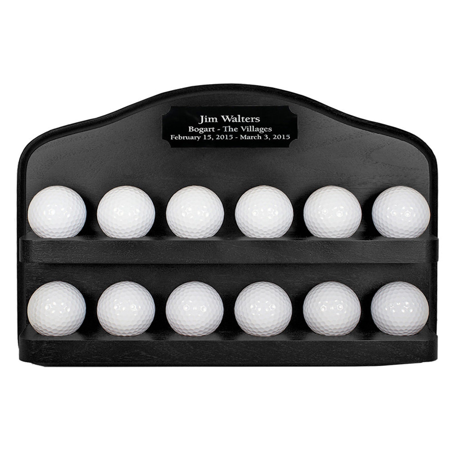 Golf Ball Display With Engraved Plate | Holds 12 Golf Balls | Solid ...