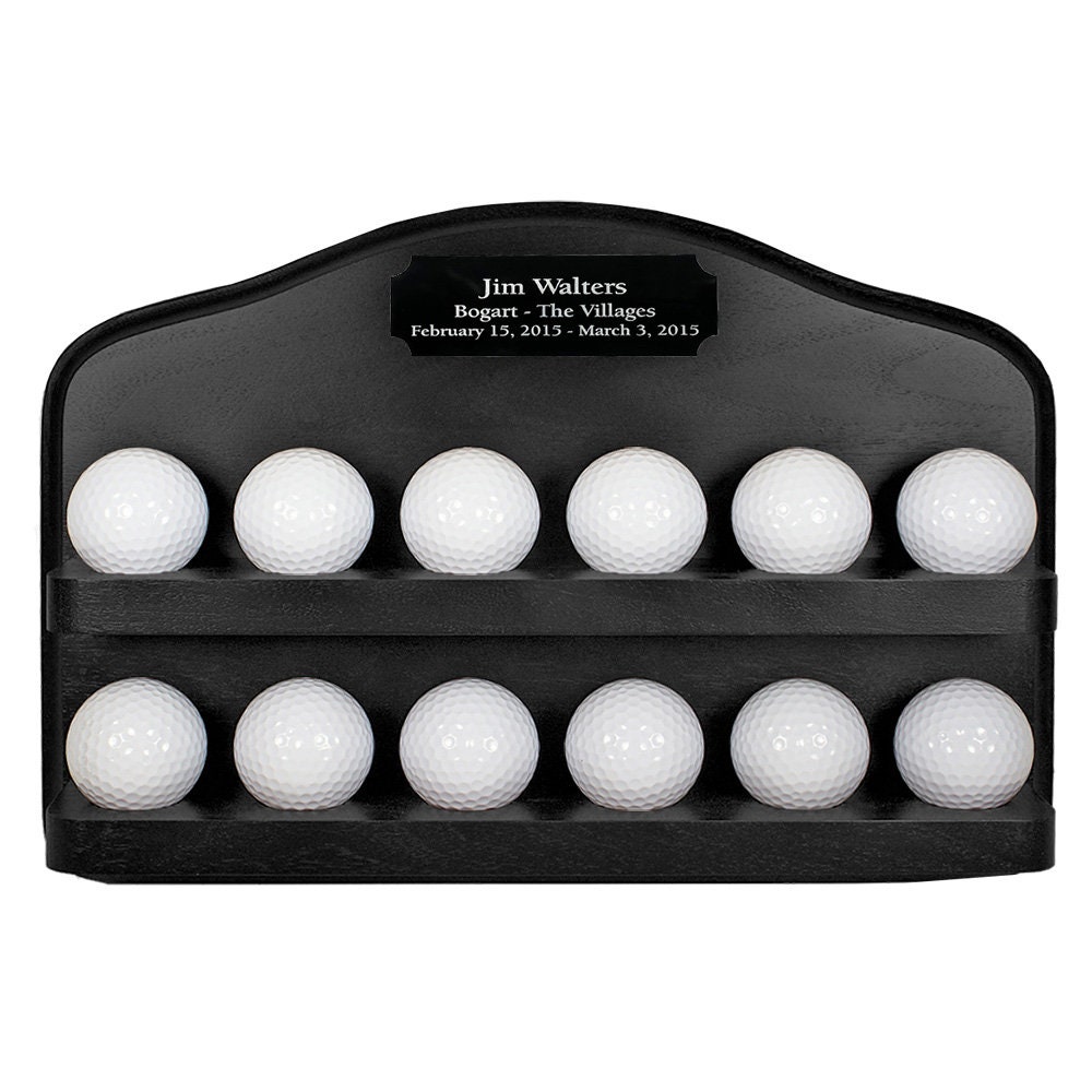 Golf Ball Display With Engraved Plate | Holds 12 Golf Balls | Solid ...