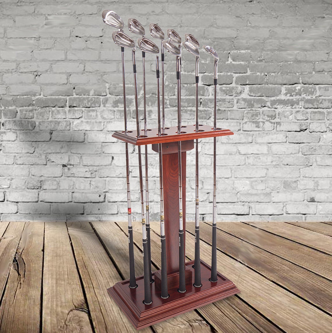 Premium Wooden Golf Club Display Rack~10 Club Capacity~solid Wood With ...