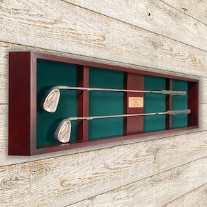 Golf Club Shadow Box Display | Solid Hardwood With Cherry Finish ...